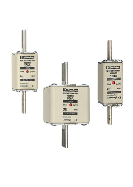 NH fuse-links gG 690VAC , double indicator/live gripping-lugs size 000 ...