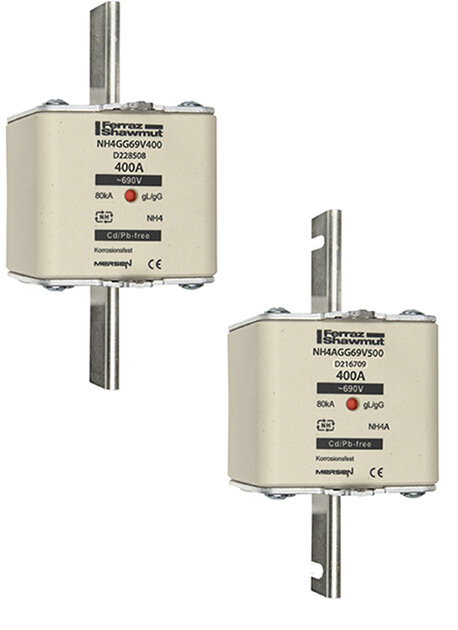 NH fuse-links gG 690VAC , middle indicator/live gripping-lugs size 4 ...